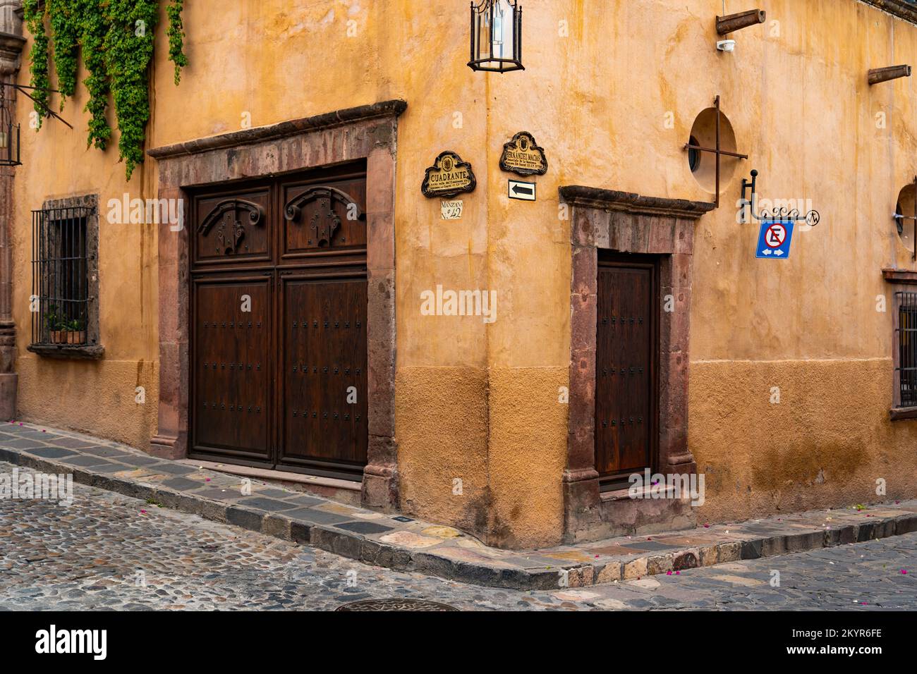 Beautiful historic corner home in San Miguel de Allende, Mexico Stock ...