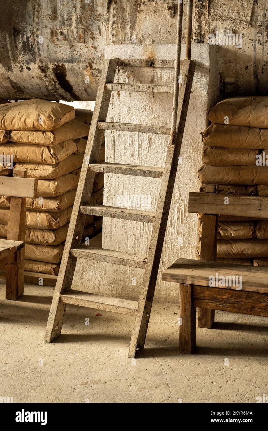 Inside an old limestone factory warehouse in Oaxaca City, Mexico Stock ...