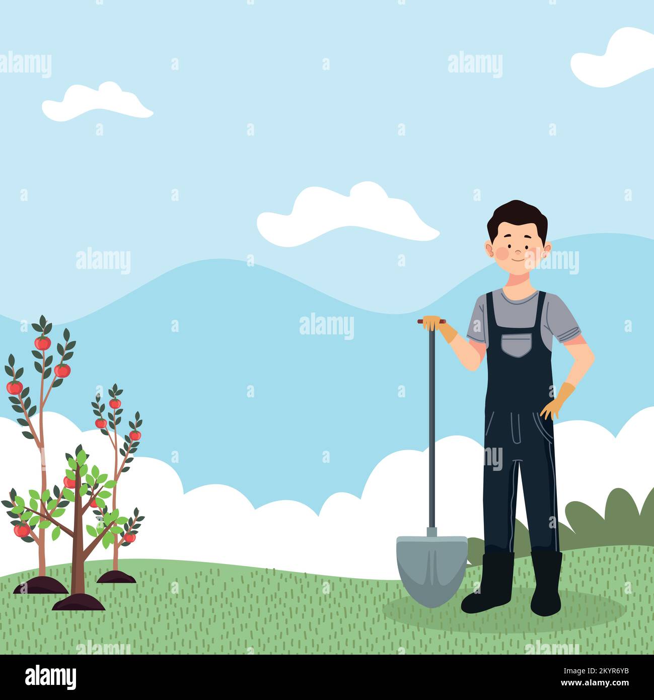 male farmer with shovel Stock Vector Image & Art - Alamy