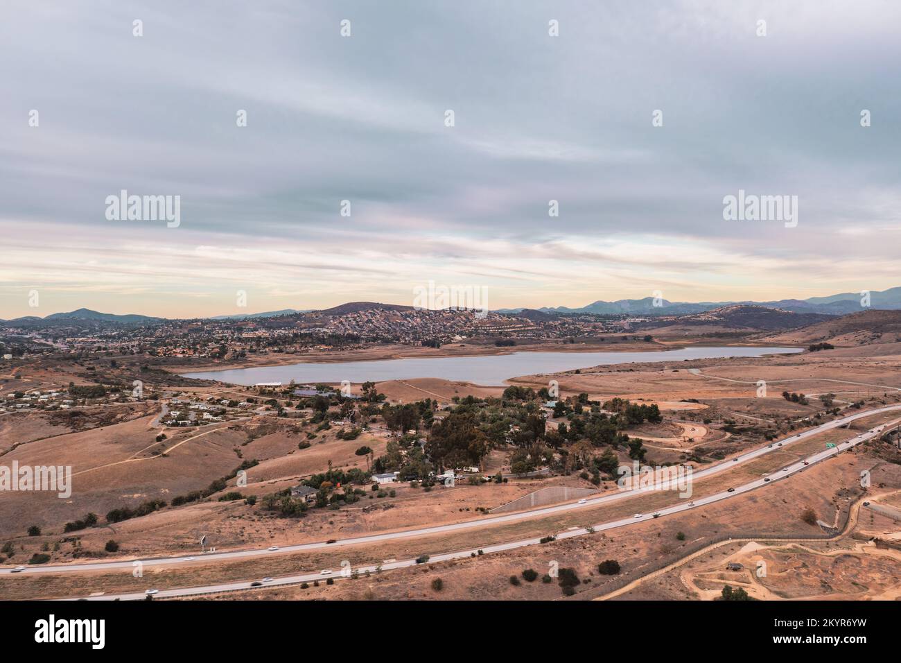 Sweetwater Reservoir and highway 125 in San Diego County Stock Photo ...