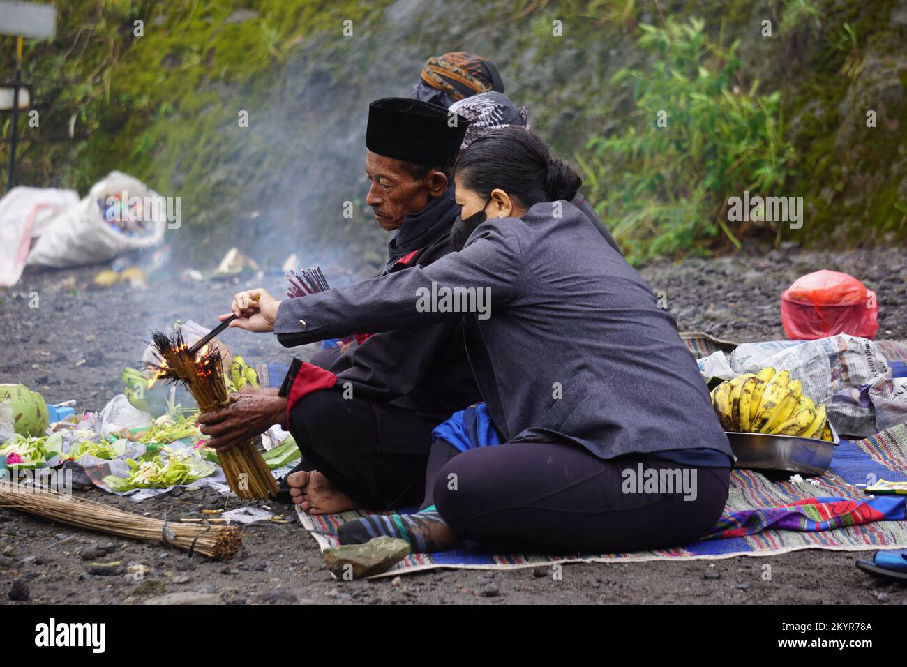 Larung sesaji (Javanese thanksgiving) Gunung Kelud. Larungan is one of ...