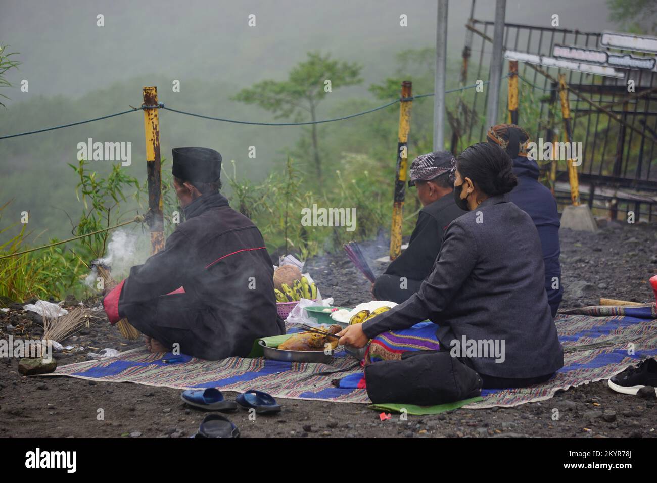 Larung sesaji (Javanese thanksgiving) Gunung Kelud. Larungan is one of ...