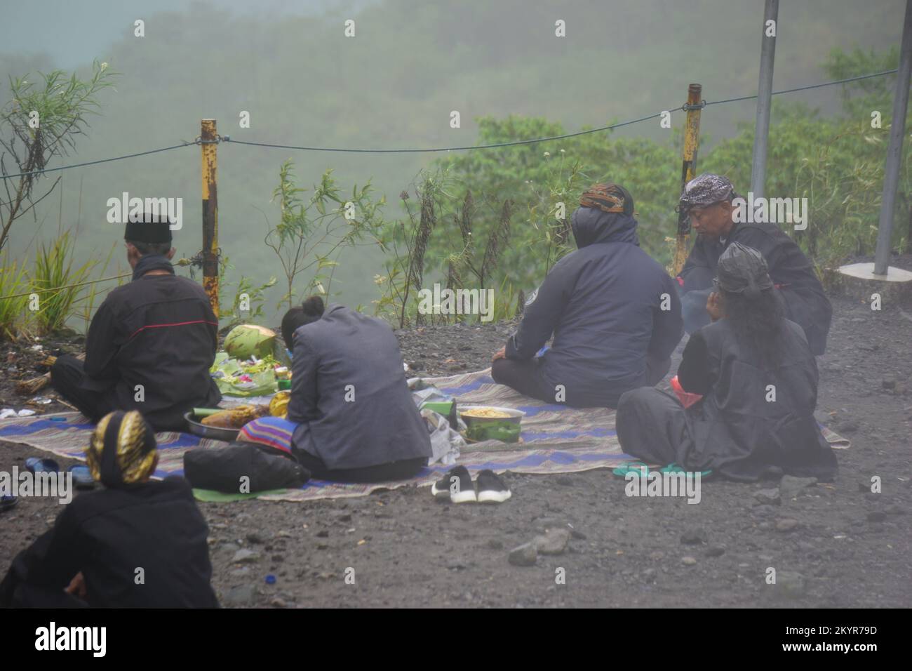 Larung sesaji (Javanese thanksgiving) Gunung Kelud. Larungan is one of ...