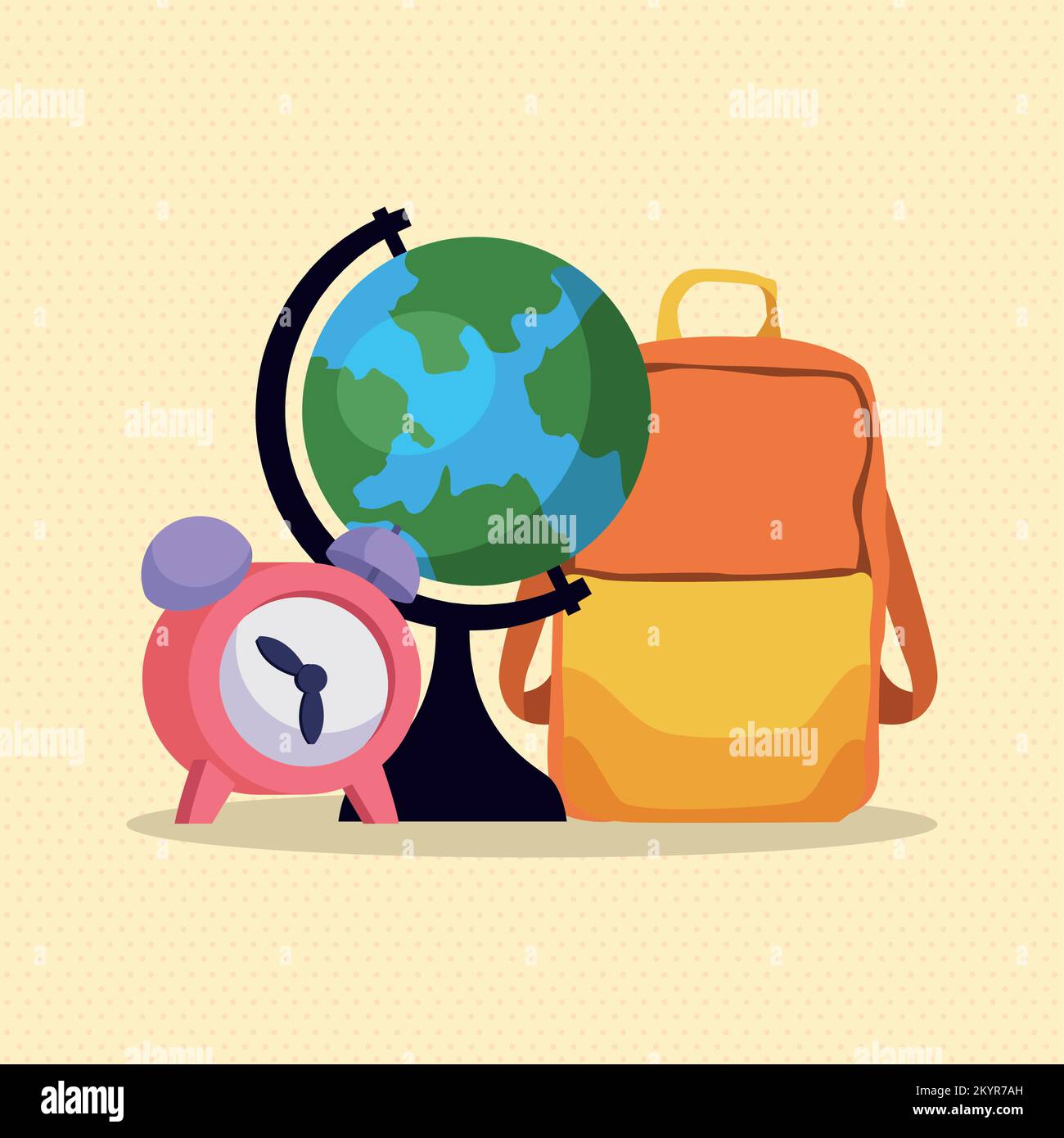 school supplies and alarm clock Stock Vector Image & Art - Alamy