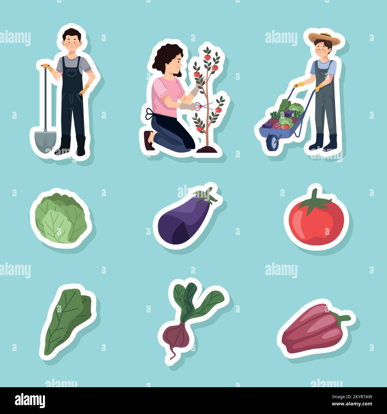 farmers with vegetables Stock Vector Image & Art - Alamy