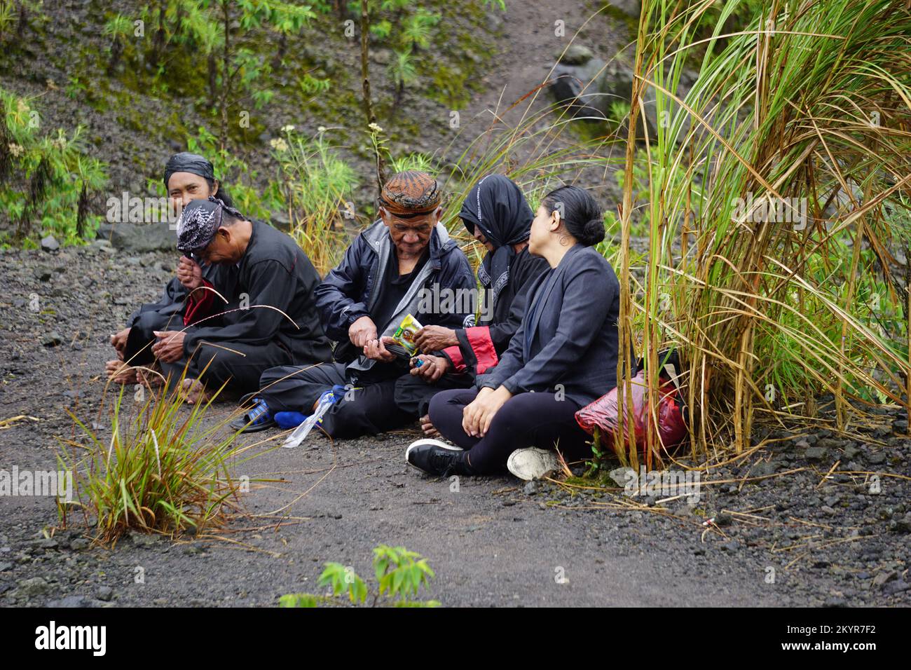 Larung sesaji (Javanese thanksgiving) Gunung Kelud. Larungan is one of ...