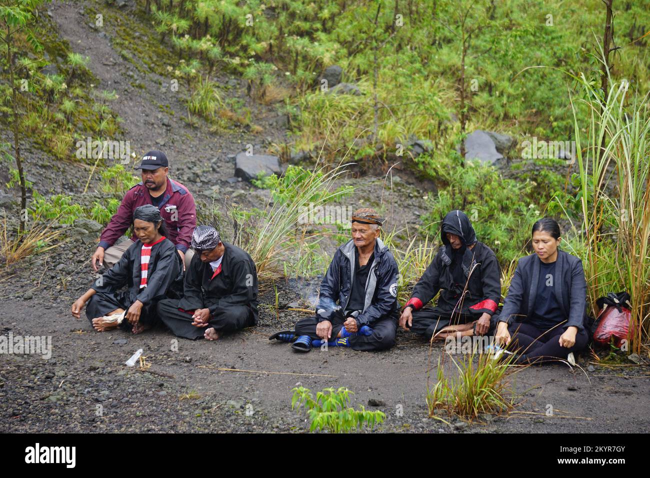 Larung sesaji (Javanese thanksgiving) Gunung Kelud. Larungan is one of ...