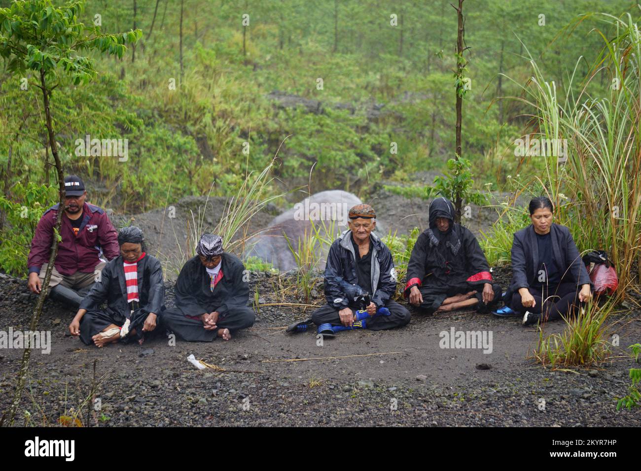 Larung sesaji (Javanese thanksgiving) Gunung Kelud. Larungan is one of ...