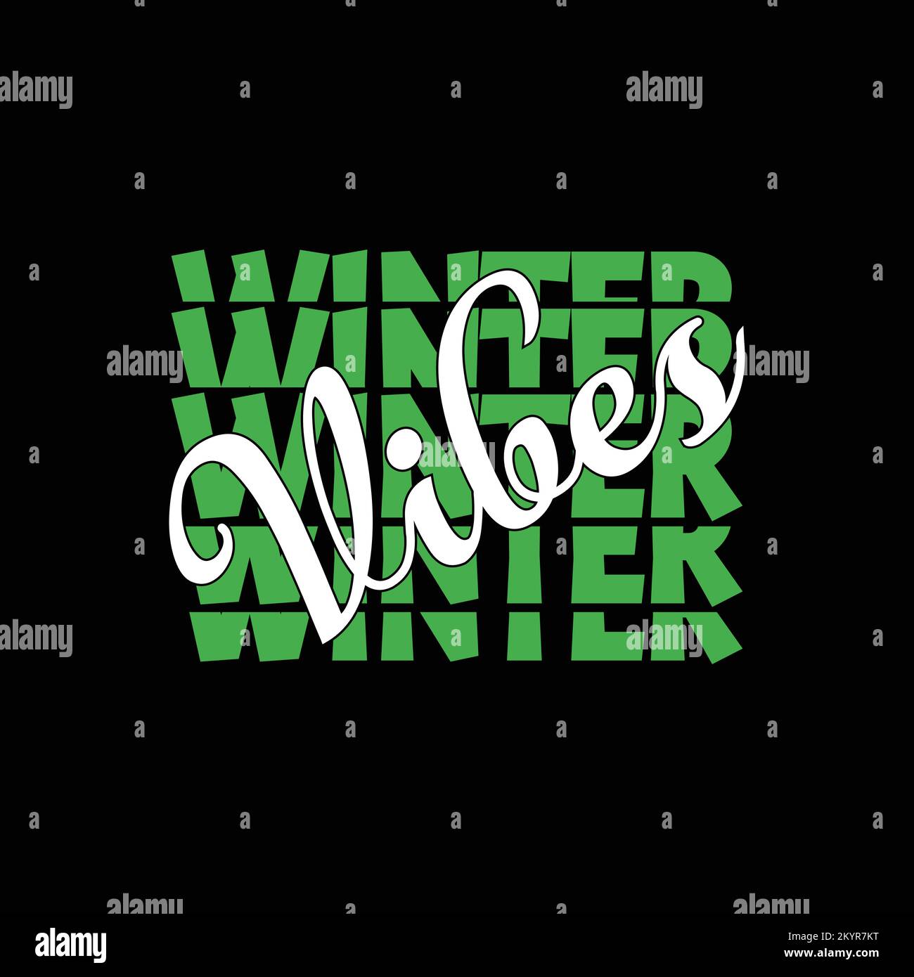 Winter Vibes — typography quote illustration with slice font effect ...