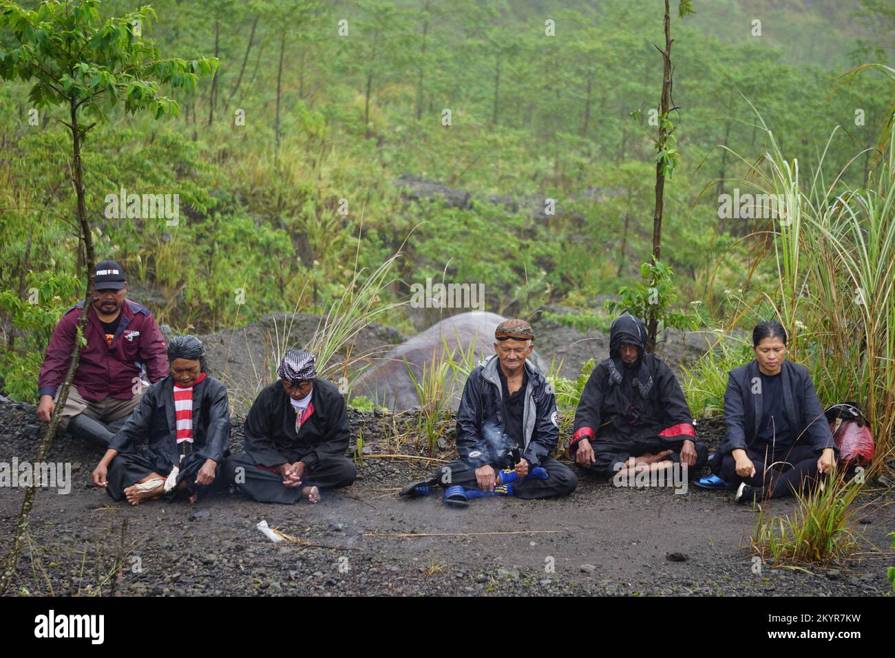 Larung sesaji (Javanese thanksgiving) Gunung Kelud. Larungan is one of ...
