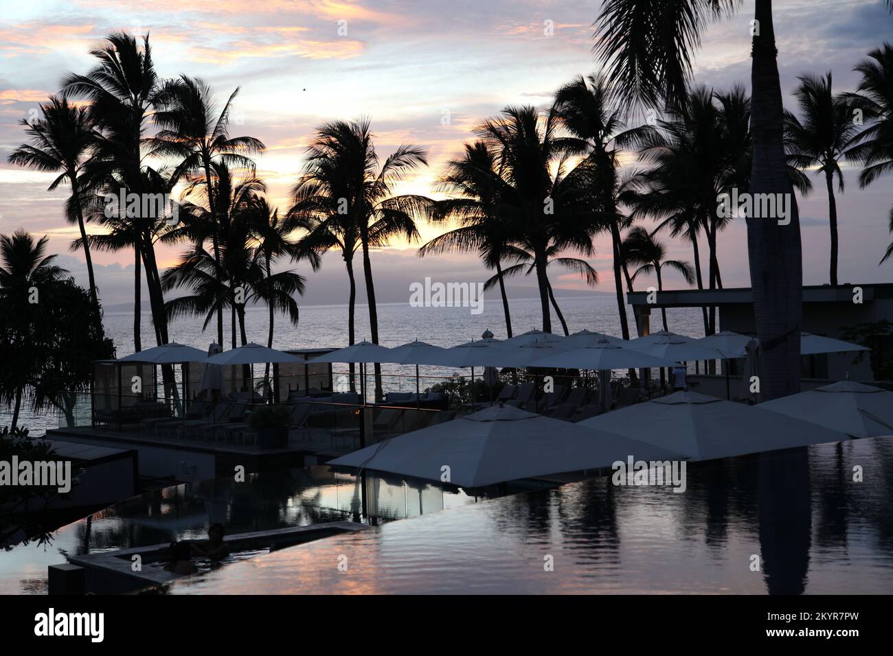 Sunset Pool View at Andaz Maui Resort Stock Photo - Alamy