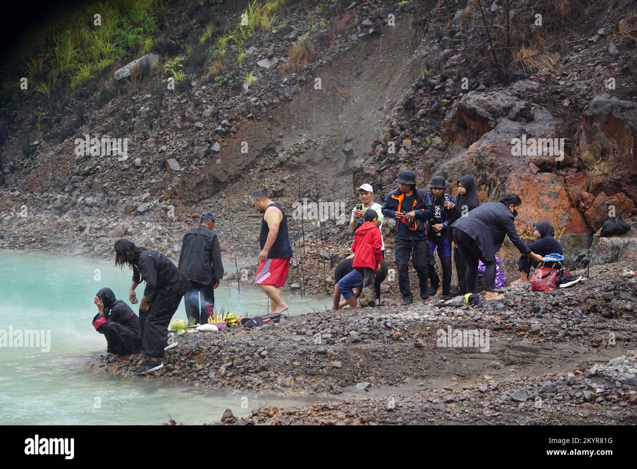 Larung sesaji (Javanese thanksgiving) Gunung Kelud. Larungan is one of ...