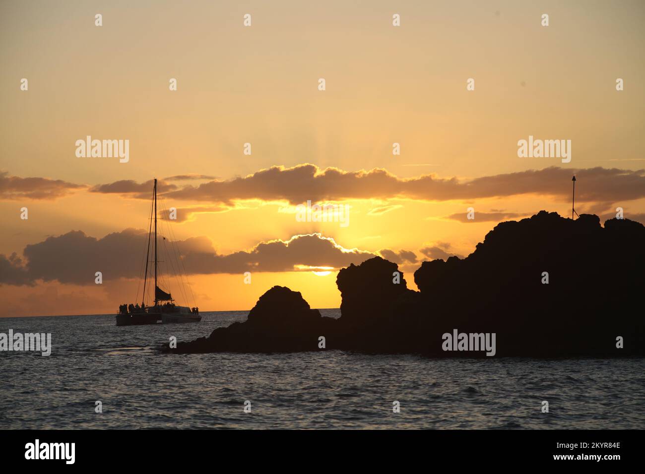 Sunset at Black Rock Beach on Maui Stock Photo - Alamy