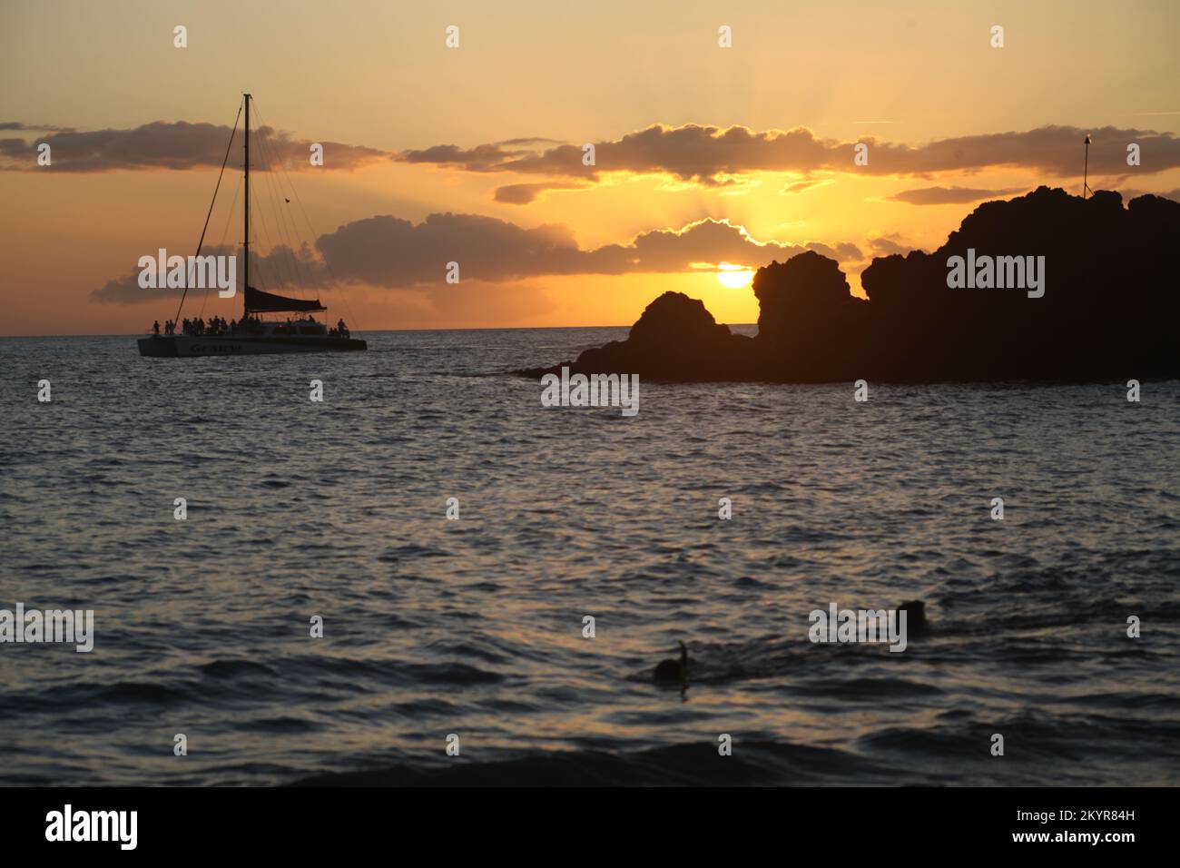 Sunset at Black Rock Beach on Maui Stock Photo - Alamy