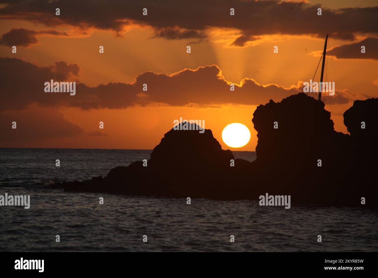 Sunset at Black Rock Beach on Maui Stock Photo - Alamy