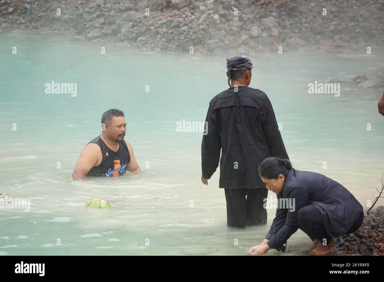 Larung sesaji (Javanese thanksgiving) Gunung Kelud. Larungan is one of ...