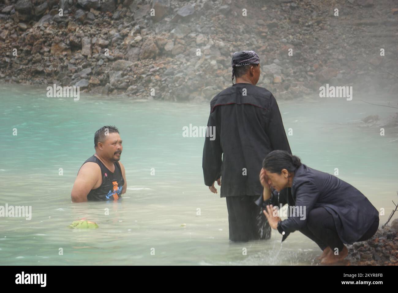 Larung sesaji (Javanese thanksgiving) Gunung Kelud. Larungan is one of ...