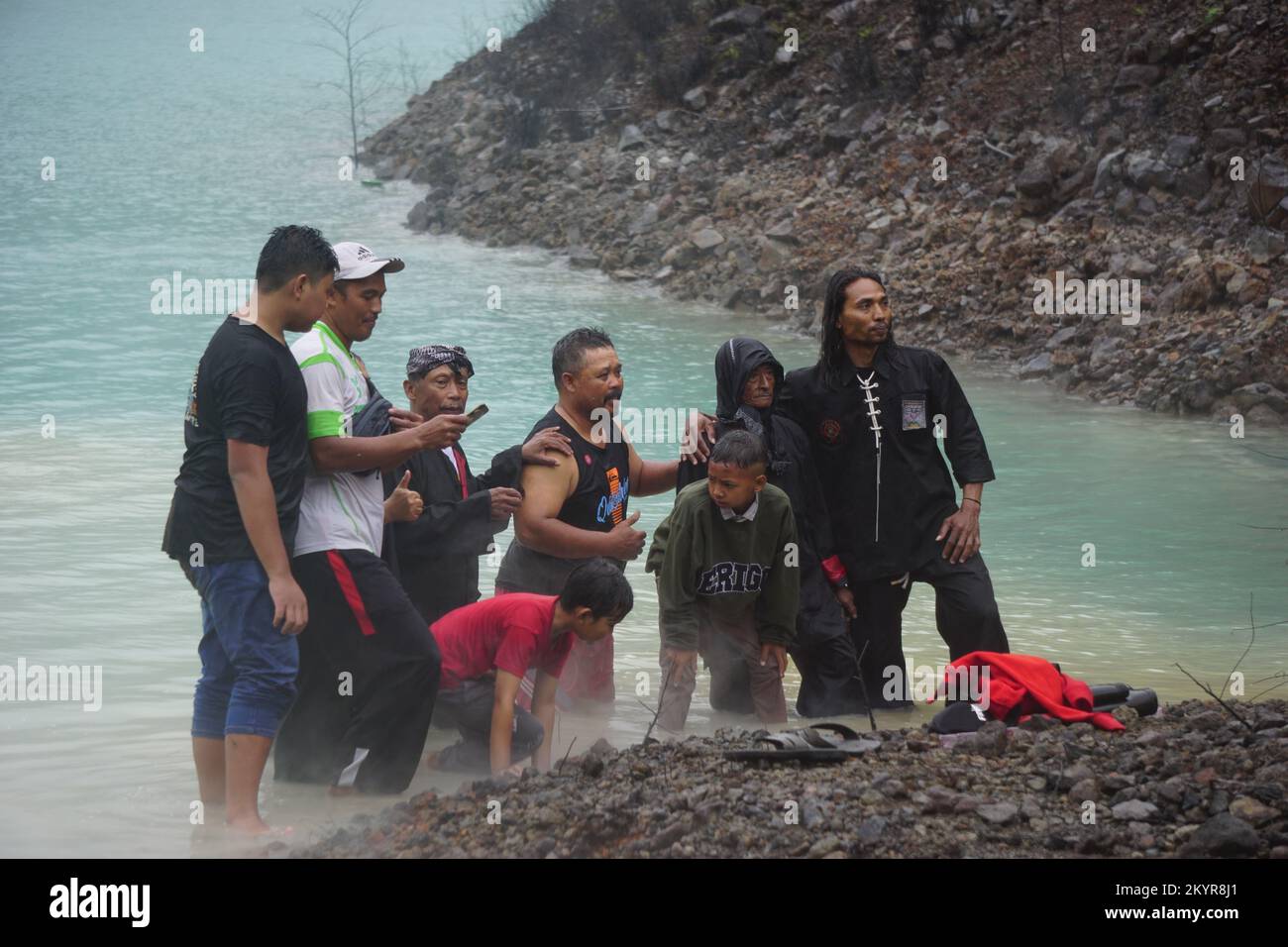 Larung sesaji (Javanese thanksgiving) Gunung Kelud. Larungan is one of ...