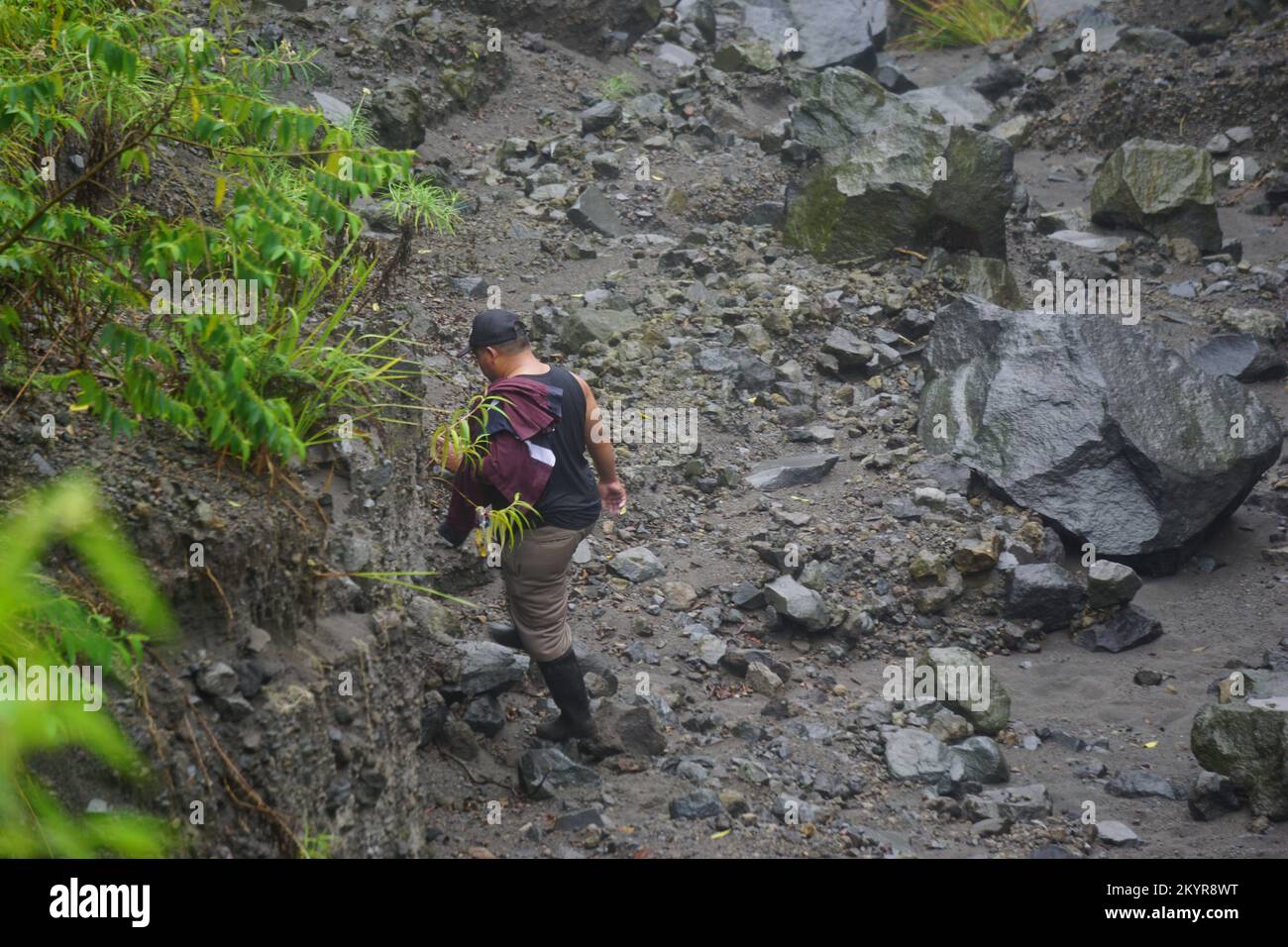 Larung sesaji (Javanese thanksgiving) Gunung Kelud. Larungan is one of ...