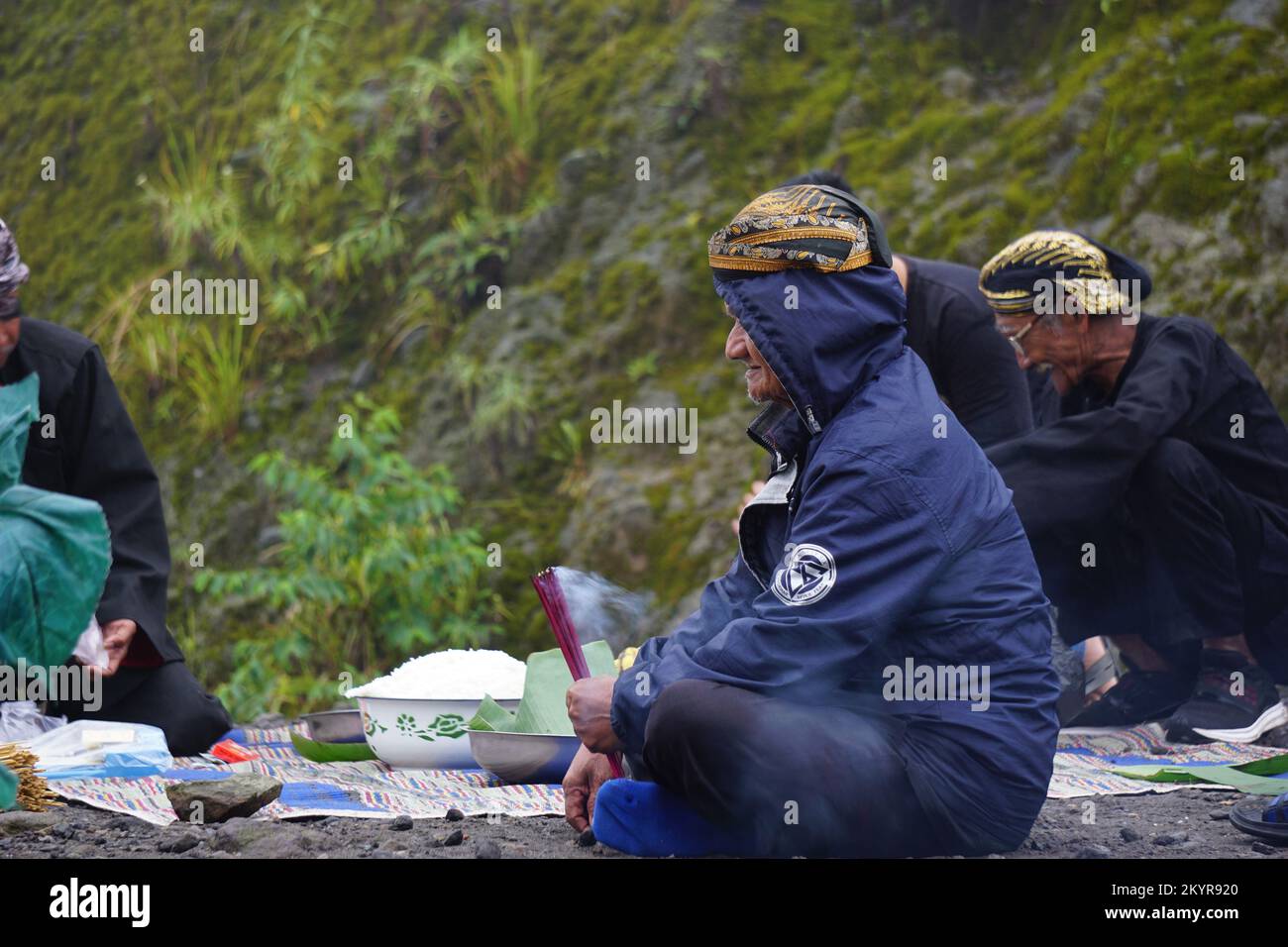 Larung sesaji (Javanese thanksgiving) Gunung Kelud. Larungan is one of ...