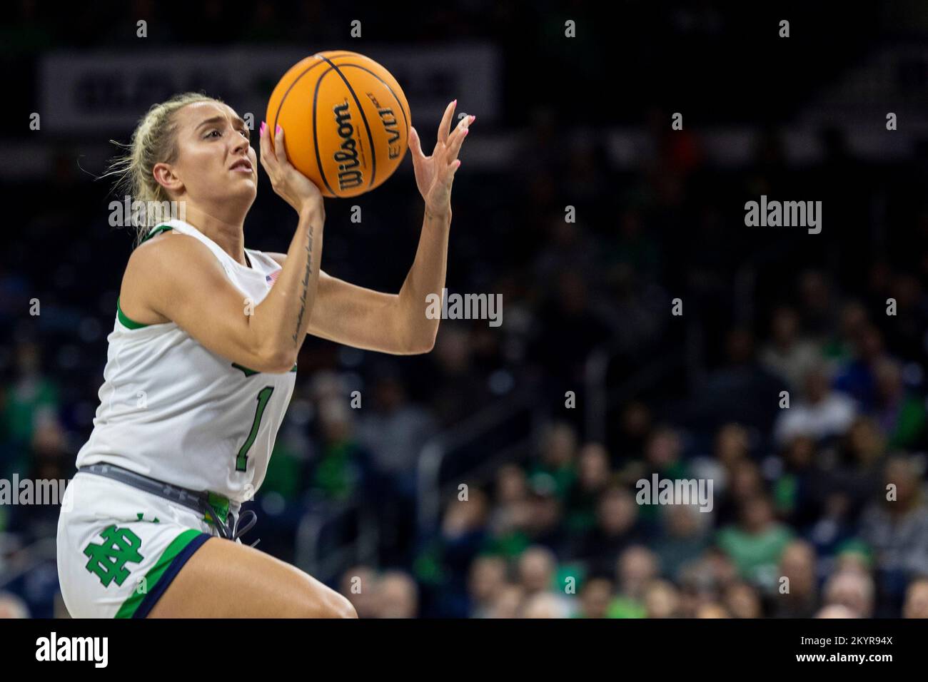 South Bend, Indiana, USA. 01st Dec, 2022. Notre Dame guard Dara Mabrey ...