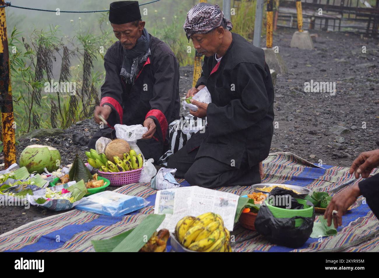 Larung sesaji (Javanese thanksgiving) Gunung Kelud. Larungan is one of ...