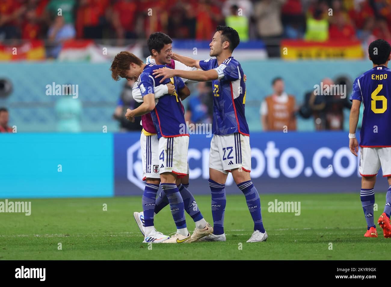 Al Rayyan, Qatar. 1st Dec, 2022. (L to R) Hiroki Sakai, Ko Itakura, Maya Yoshida (JPN) Football ...