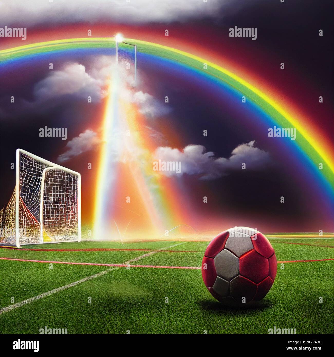 Football / Soccer illustration, celebrating the World Cup, rainbow ...