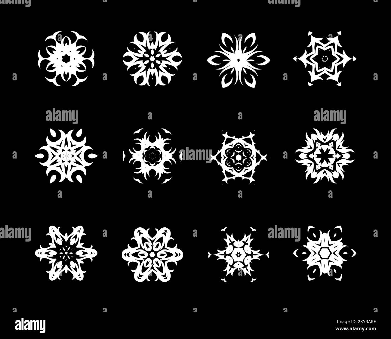 Set of snowflakes for Christmas eve holidays ornament. Xmas greeting ...
