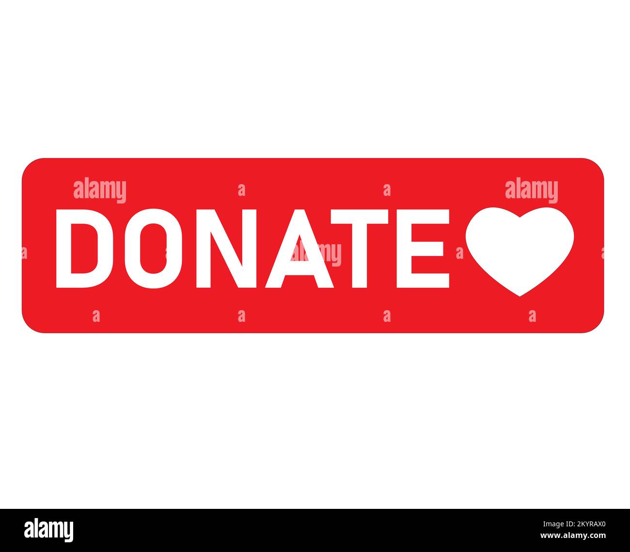 donate button icon on white background. Red button with red heart sign ...