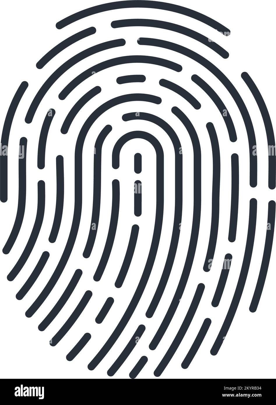 Abstract Fingerprint ID Application Icon for Identity Person on White ...
