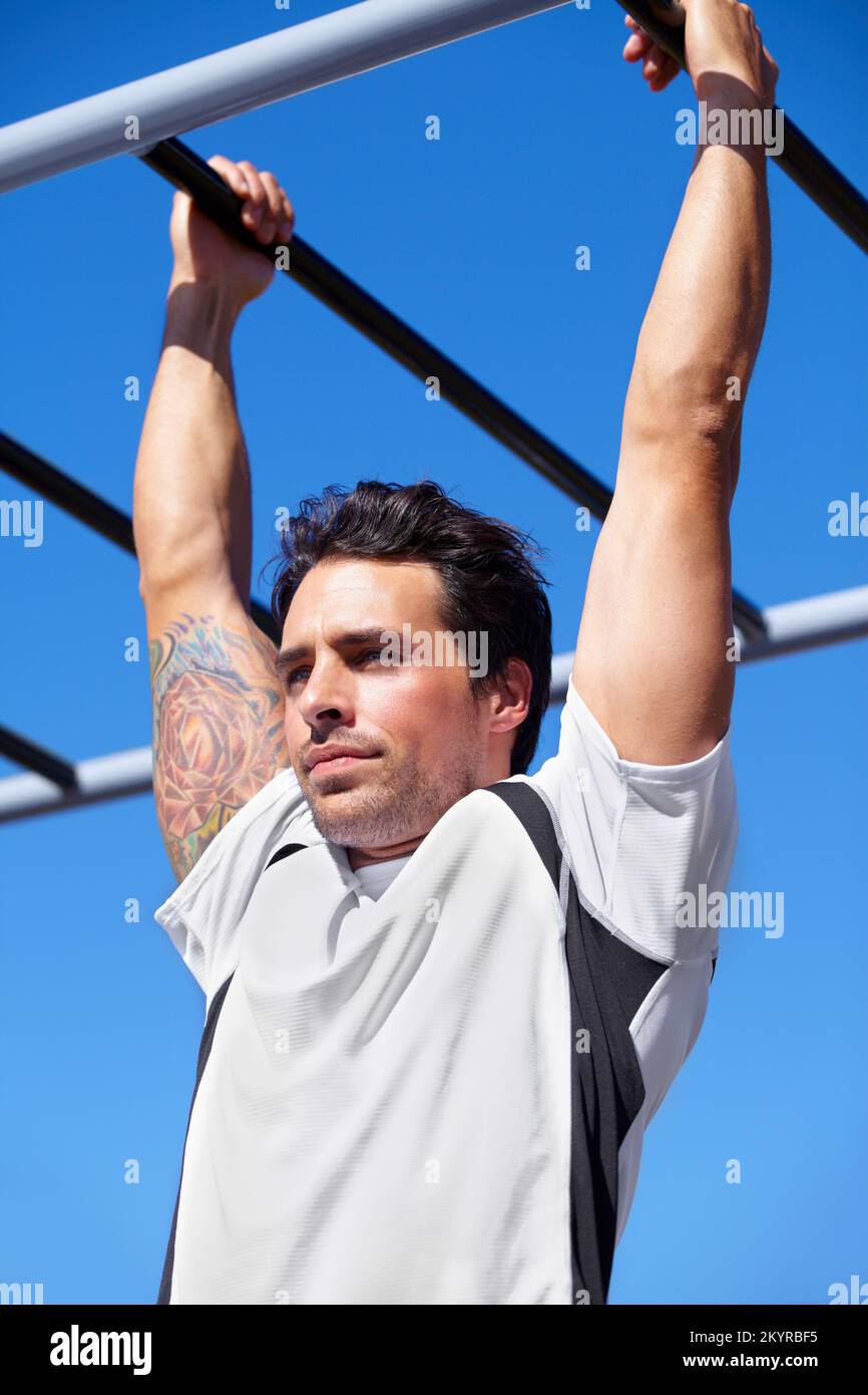Hes constantly working to improve his fitness. A handsome young man ...