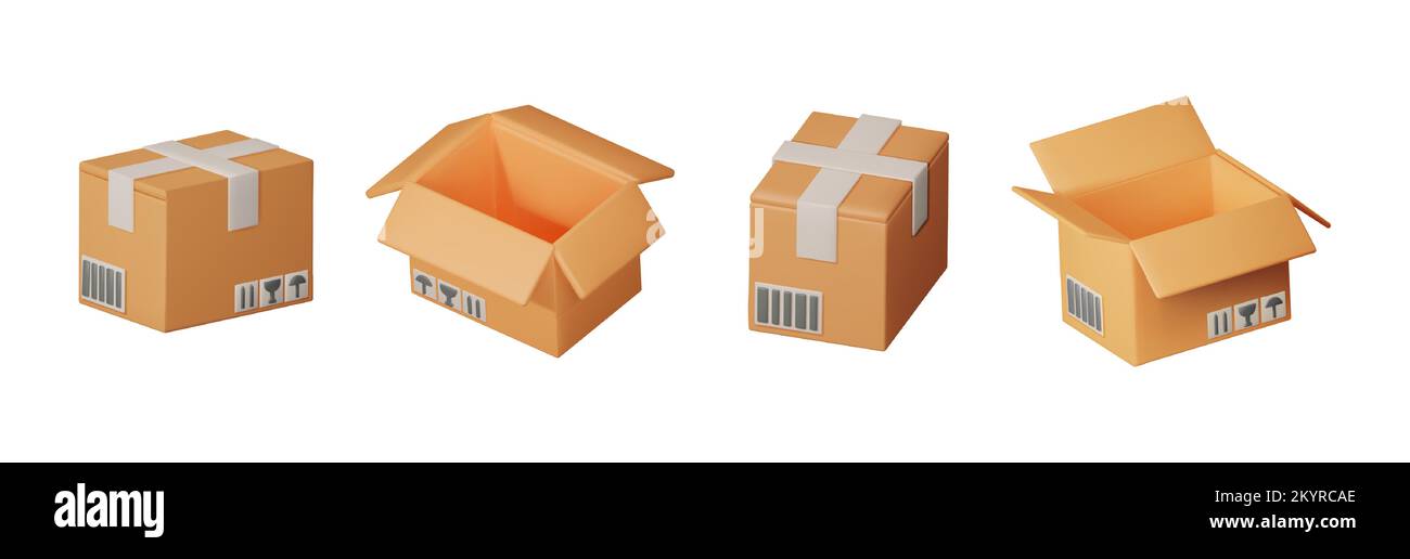 3D Carton Packaging Box Set Isolated Stock Vector Image & Art - Alamy