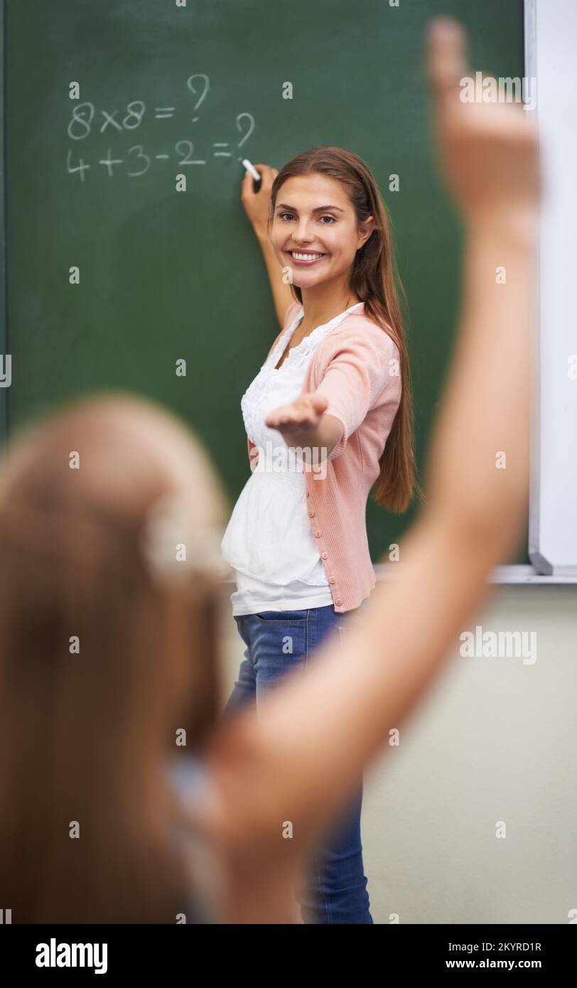 Child raising hand question in hi-res stock photography and images - Alamy