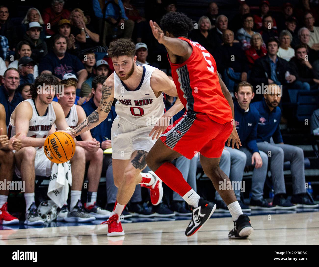 November 30 2022 Moraga, CA U.S.A. St. Mary's guard Logan Johnson (0 ...