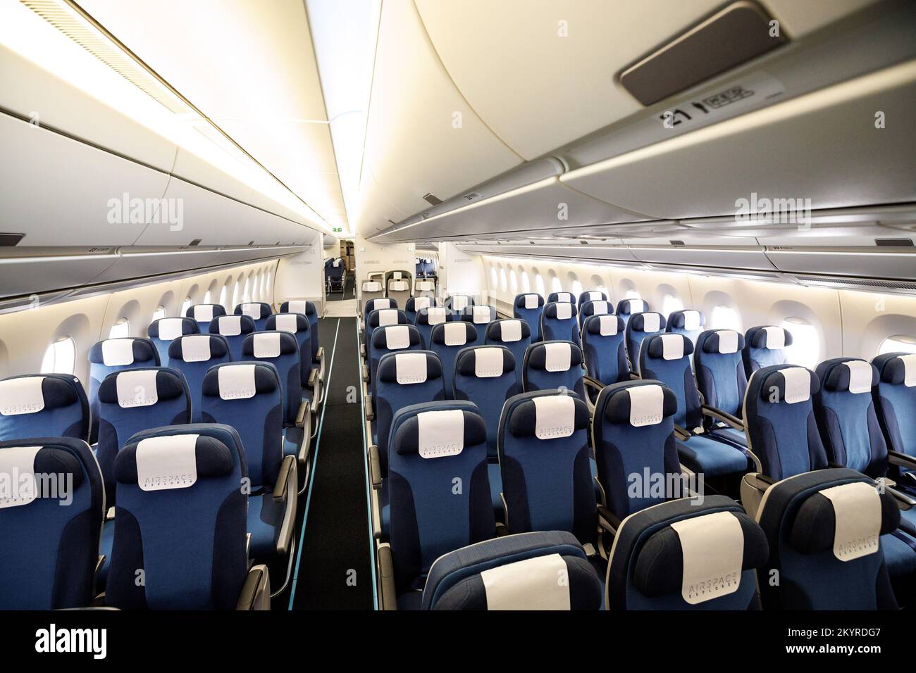 Munich, Germany. 01st Dec, 2022. Rows of seats and carry-on ...