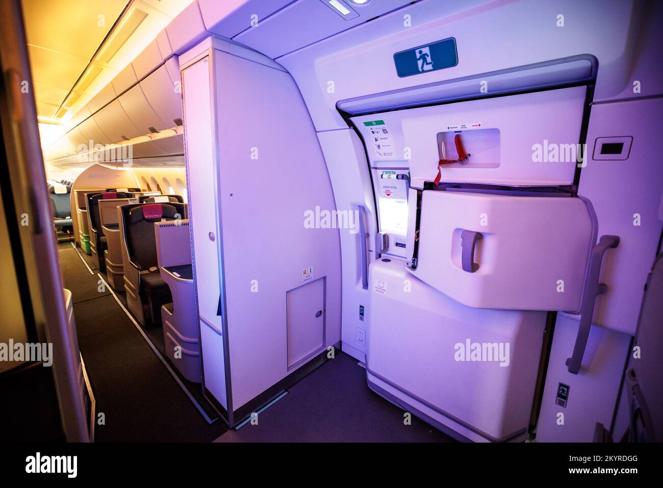 Munich, Germany. 01st Dec, 2022. A closed aircraft door is seen during ...