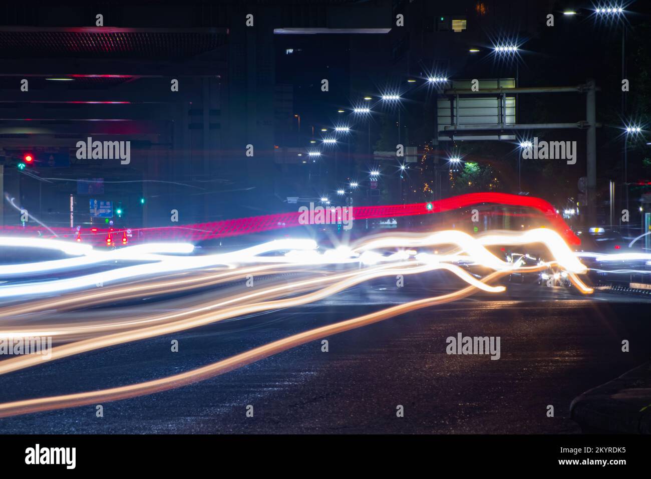 Night timelapse street in neon hi-res stock photography and images - Alamy