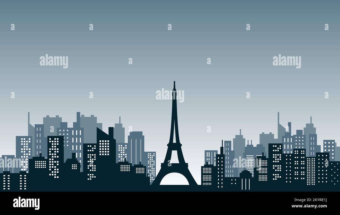 City skyscraper on top of the eiffel tower. Collection city vector ...