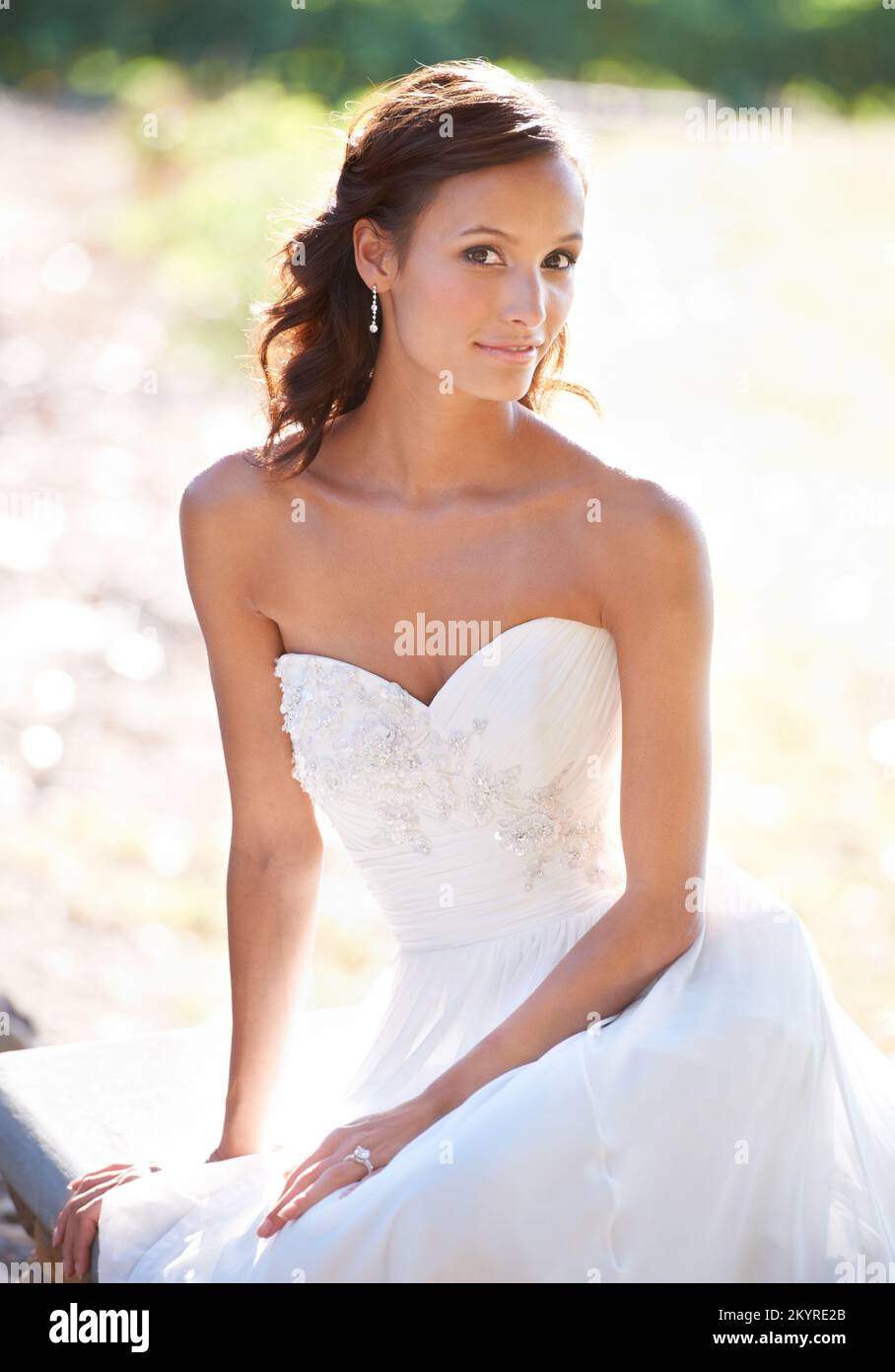 The last moments before her entrance. Portrait of a gorgeous young ...