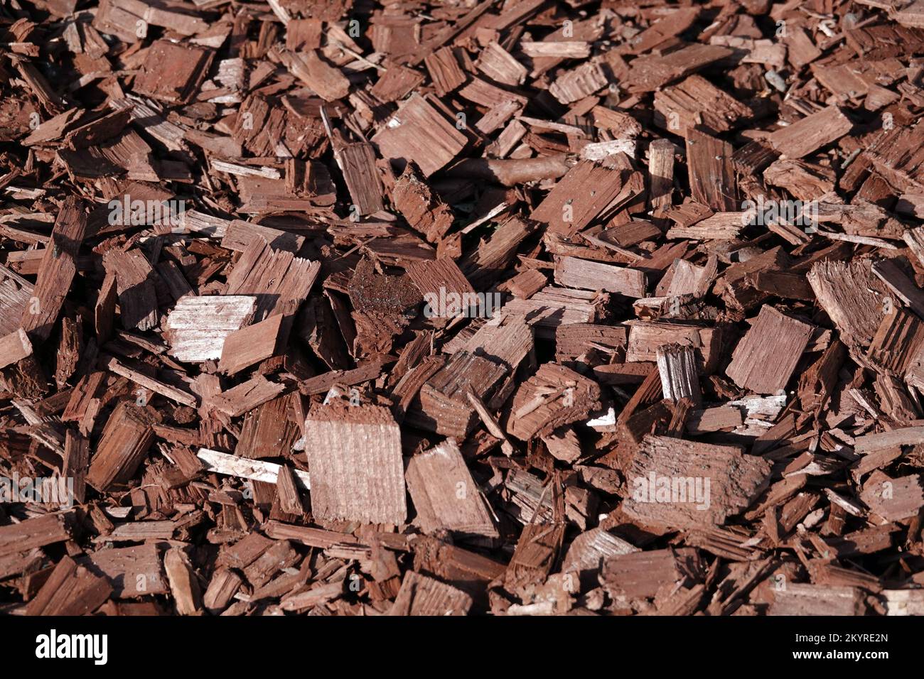 Mahogany slivers to decorate city parks Stock Photo - Alamy