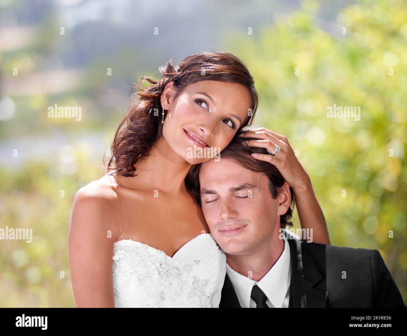 Starting a life together. a couple on their wedding day Stock Photo - Alamy