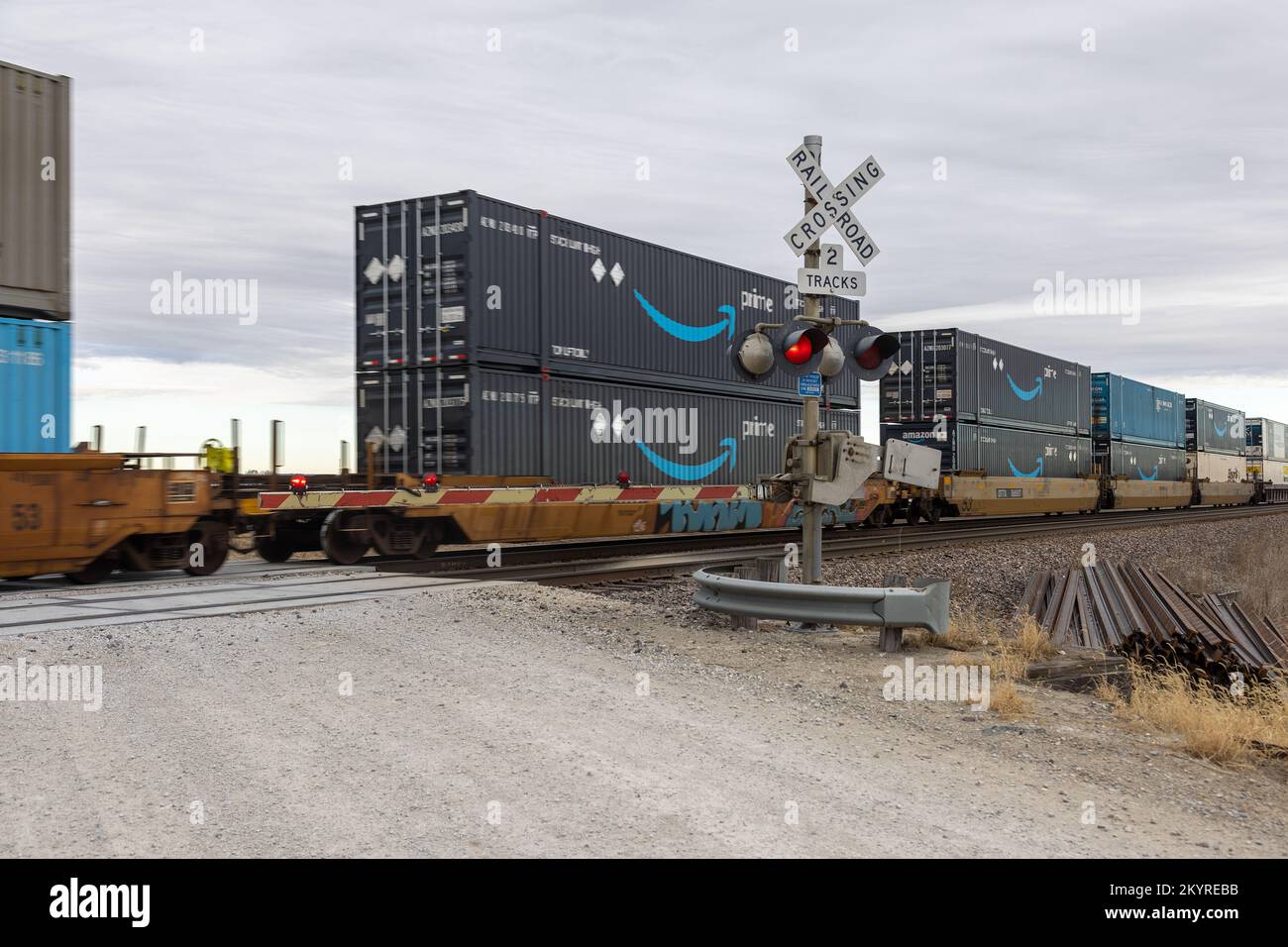 Double stack container train hi-res stock photography and images - Alamy