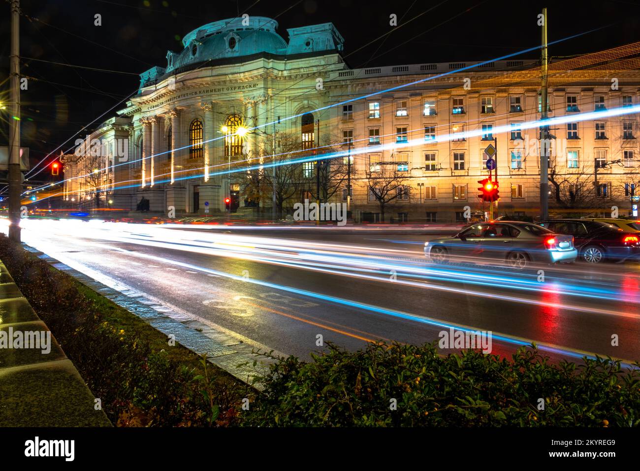 night lights of Sofia city centre architecture, famous buildings, Bulgaria Stock Photo - Alamy