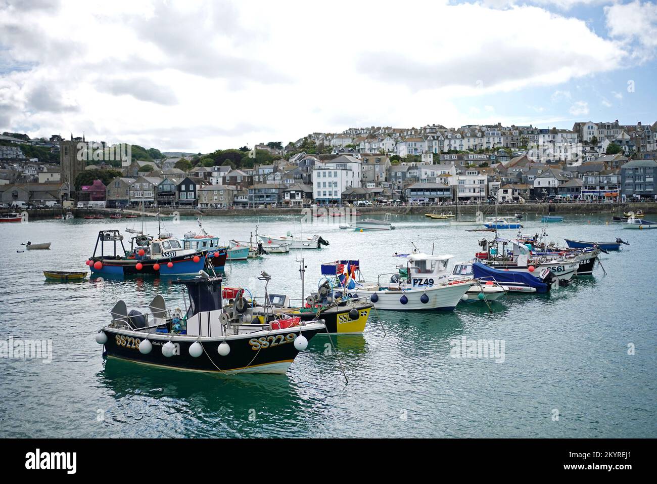 File photo dated 07/06/21 of fishing boats moored in St Ives harbour ...