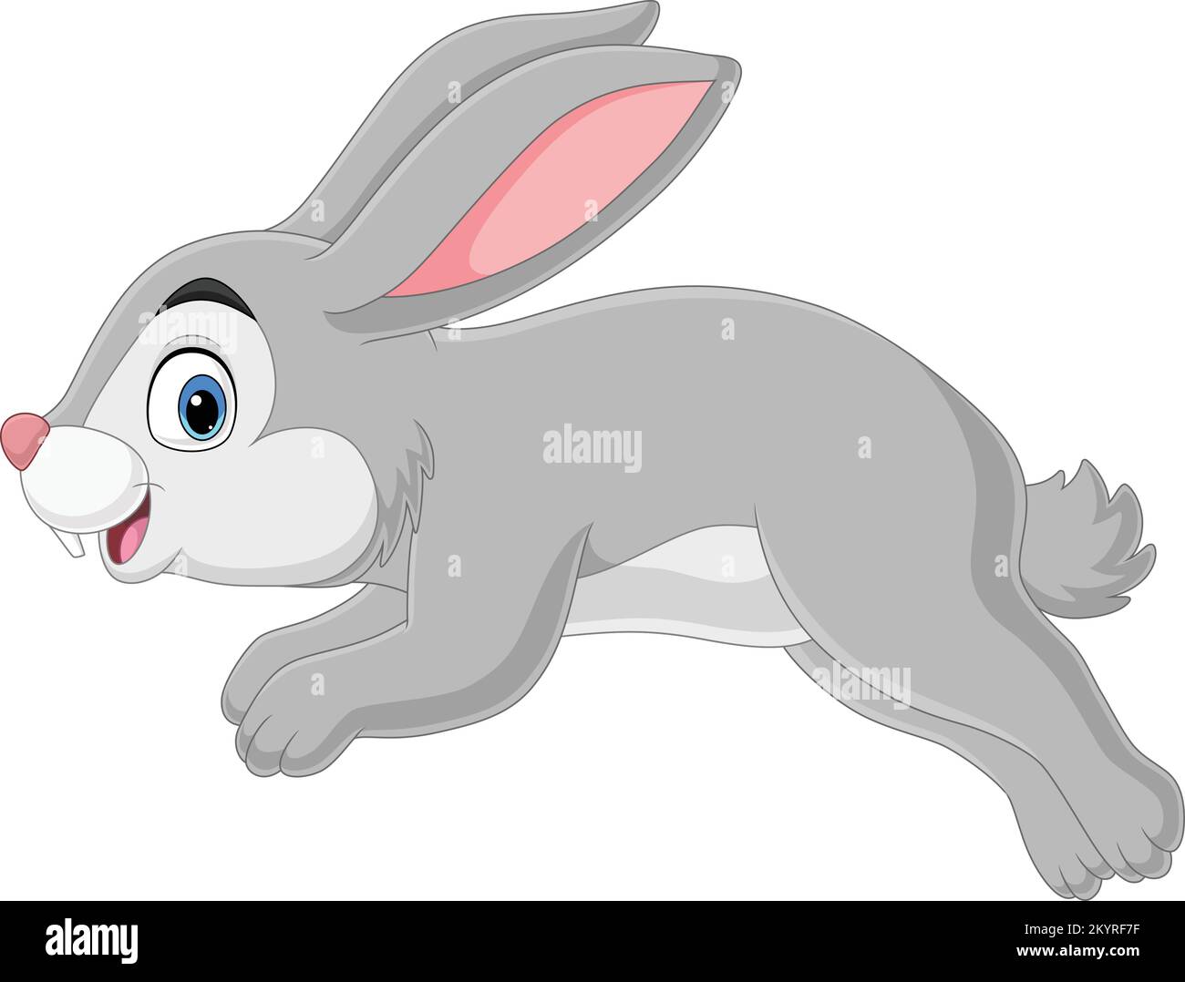 Cartoon funny rabbit running on white background Stock Vector Image ...