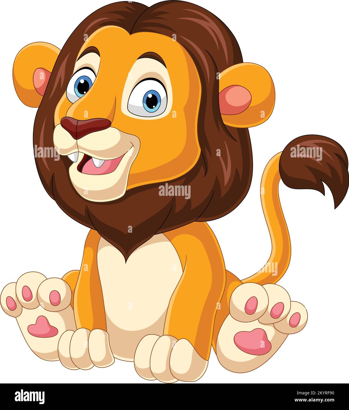 Cartoon funny lion sitting on white background Stock Vector Image & Art ...