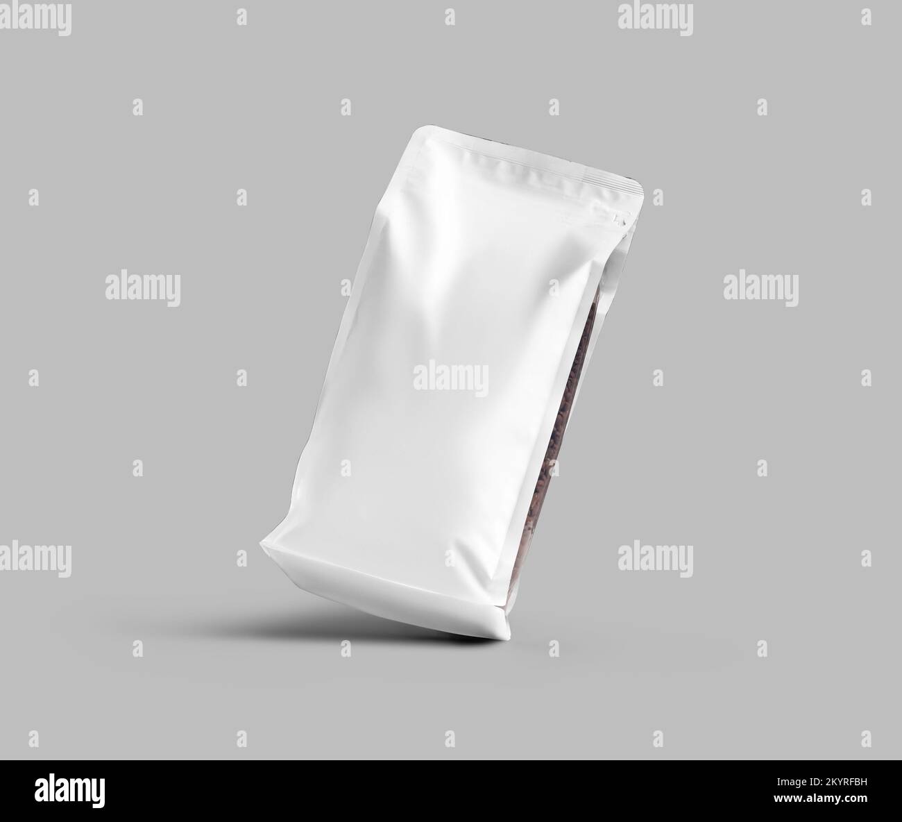 Template of white gusset packaging with transparent inserts on the ...