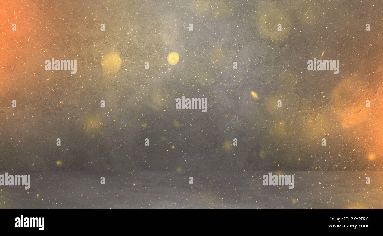 Fire particles on grey background texture. Holiday party blank card ...
