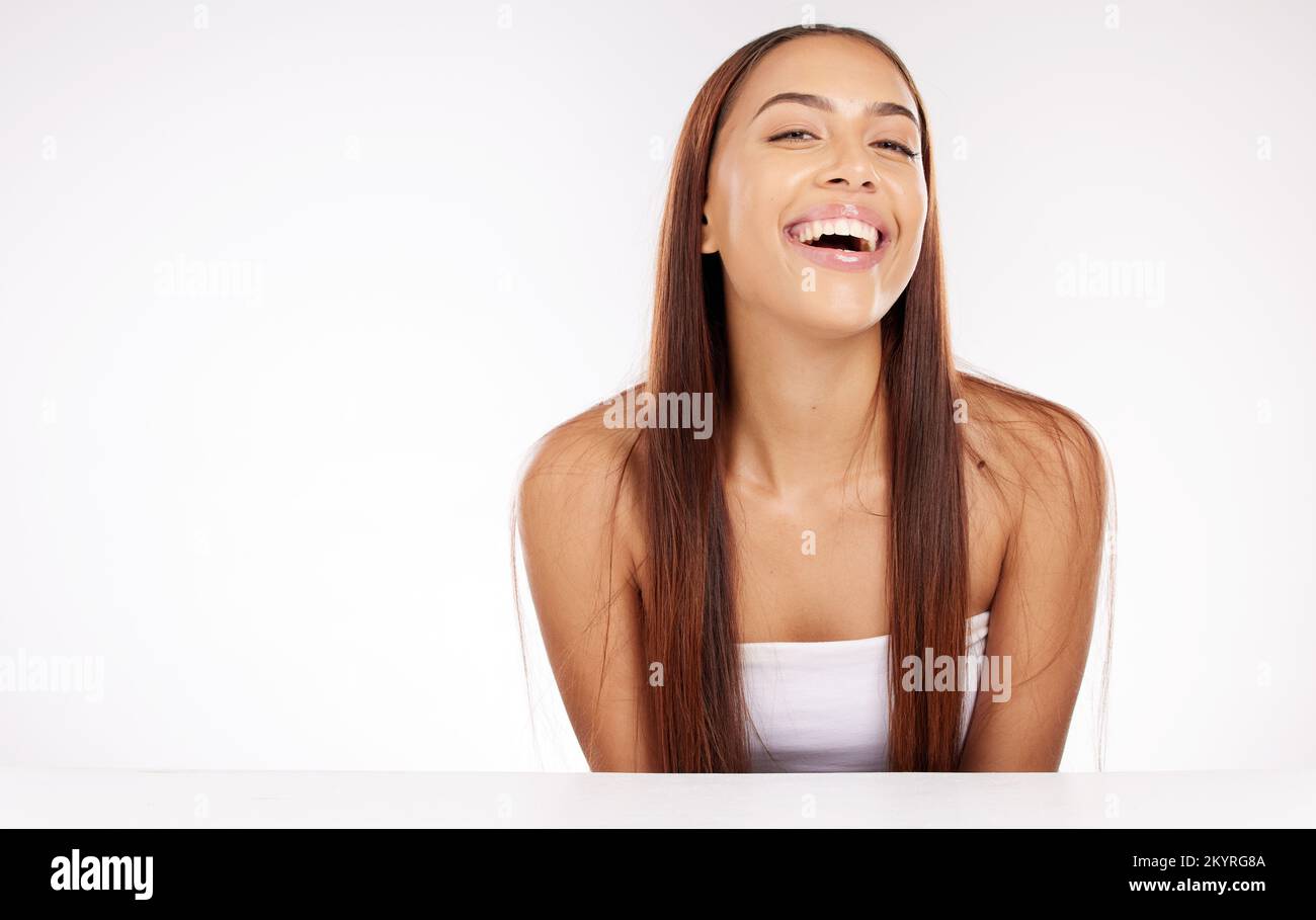Hair, beauty and skincare woman in studio mockup for natural face ...